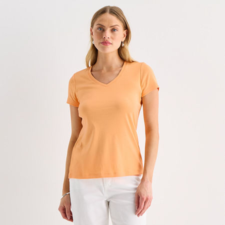 Click here for St. Johns Bay Womens V Neck Short Sleeve T-Shirt... prices