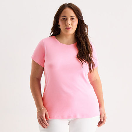 Click here for St. Johns Bay Womens Plus Crew Neck Short Sleeve T... prices
