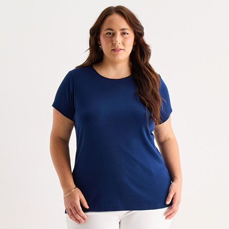 Click here for St. Johns Bay Womens Crew Neck Short Sleeve Plus T... prices