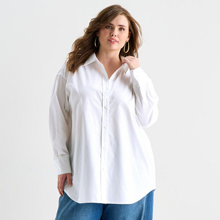 Click here for Ashley Graham Womens Plus Long Sleeve Relaxed Fit... prices