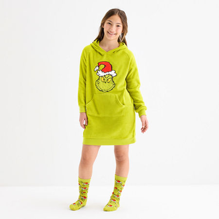 Click here for Little & Big Kid Girls Dr. Seuss Grinch Fleece Hoo... prices