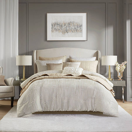 Madison Park Royce Luxury Jacquard 10-Pc. Comforter Set  Queen - Ivory