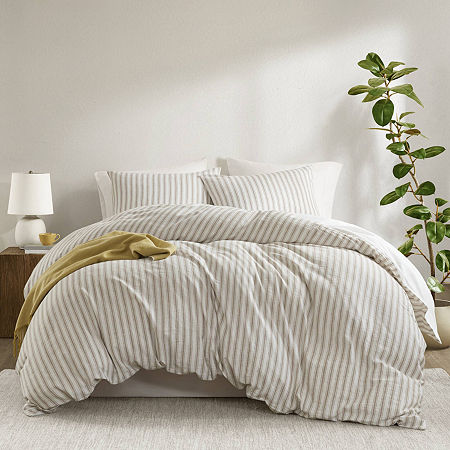 Madison Park Etta Striped 3-Pc. Duvet Cover Set  Queen - Tan