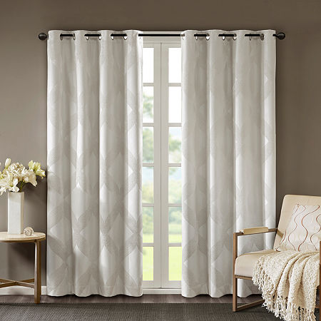 Bentley Ogee Knitted Jacquard Total blackout curtains for bedroom  Silver grommet top fit up to 1.25 inches rod Single Curtain Panel for Living Room 