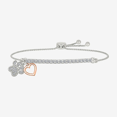 Click here for Paw Print Womens Lab Created White Sapphire 10K Ro... prices