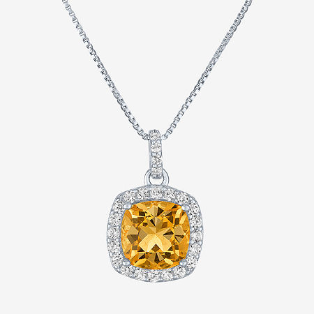 Click here for Womens Gemstone Sterling Silver Cushion Pendant Ne... prices