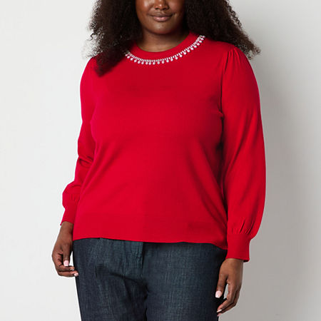 Click here for Liz Claiborne Plus Womens Crew Neck Embellished Lo... prices