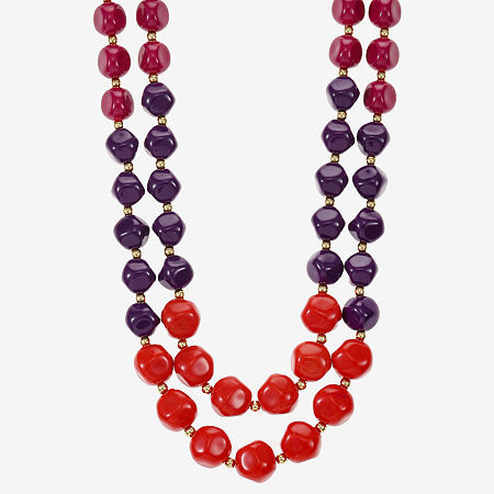 Click here for Mixit Gold Tone & Red Womens 17 Inch Strand Neckla... prices