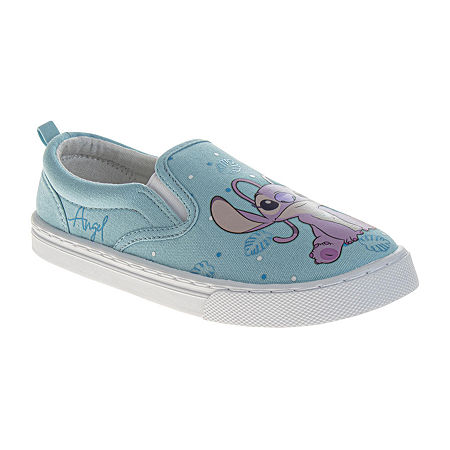 Disney Little and Big Kids Stitch and Angel Girls Slip On Low Top Canvas Sneakers - Blue