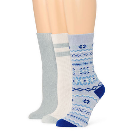 Click here for Muk Luks Womens 3 Pack Boot Socks - Icy blue prices