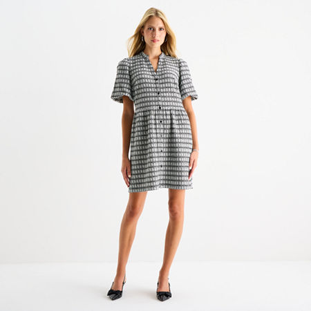 Click here for 52seven Womens Short Sleeve Plaid Fit + Flare Dres... prices