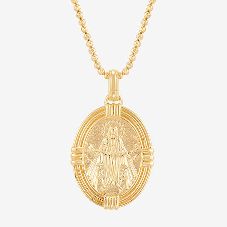 Click here for Mens 14K Gold Over Silver Oval 22 Inch Pendant Nec... prices