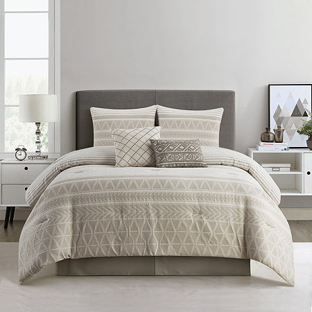 Stratford Park Cleluya Cotton Jacquard 6-Pc. Comforter Set  King - Beige