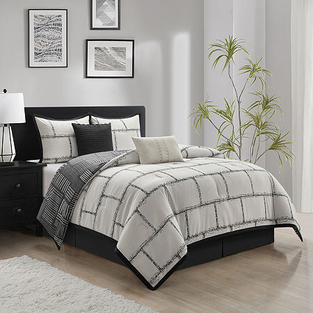 Closeout! Stratford Park Brickridge Reversible 6-Pc. Comforter Set  California King - Black