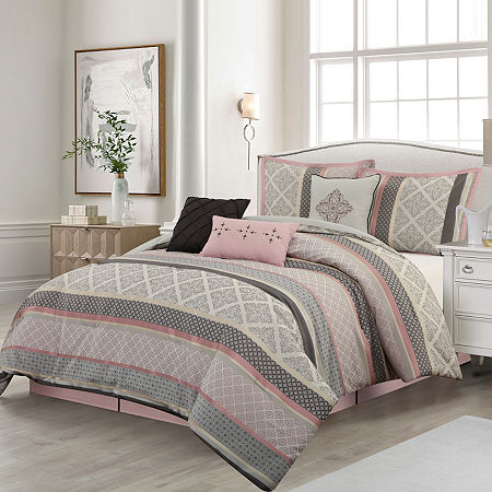 Stratford Park Tefia Jacquard Damask 7-Pc. Comforter Set  California King - Blush