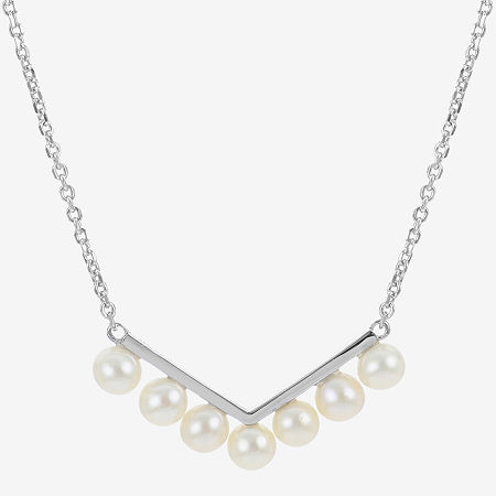 Click here for Womens White Sterling Silver 18 Inch Chevron Neckl... prices