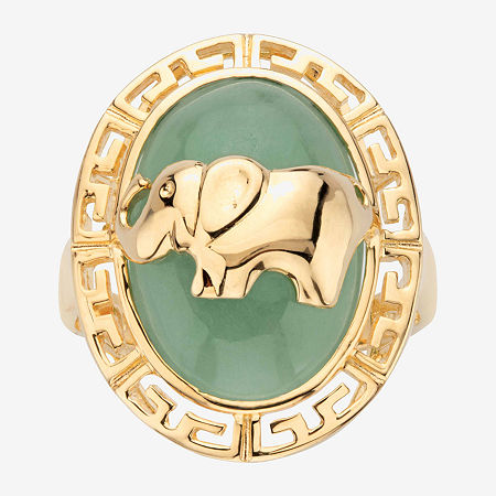 Click here for Elephant Womens 3MM Genuine Green Jade 14K Gold Ov... prices