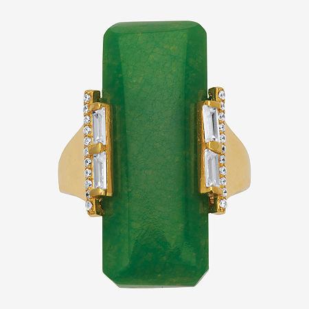 Click here for Womens Genuine Green Jade 18K Gold Over Silver Rec... prices
