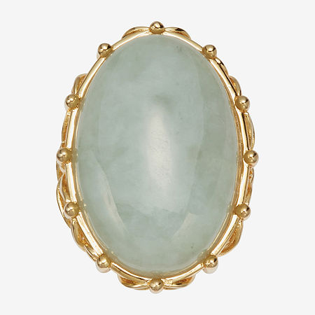Click here for Womens Genuine Green Jade 18K Gold Over Brass Oval... prices