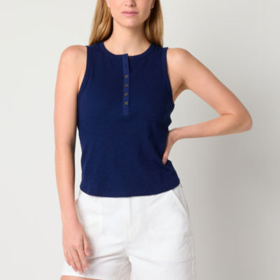 a.n.a Womens Split Crew Neck Sleeveless Tank Top - JCPenney