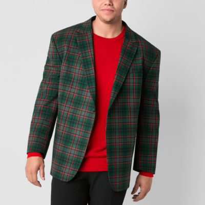 J. Ferrar Mens Big and Tall Plaid Stretch Fabric Classic Fit Sport Coat ...