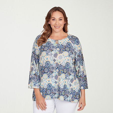 Click here for Hearts Of Palm Plus Size Printed Hachi 3/4 Sleeve... prices