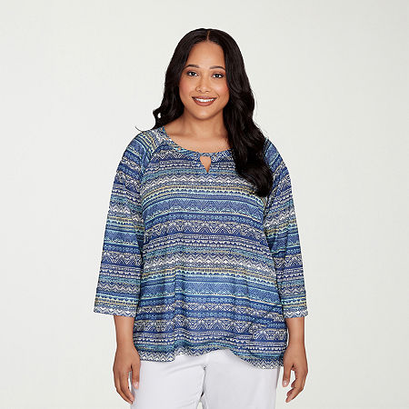 Click here for Hearts Of Palm Plus Size Printed Tulip Hem Slub To... prices