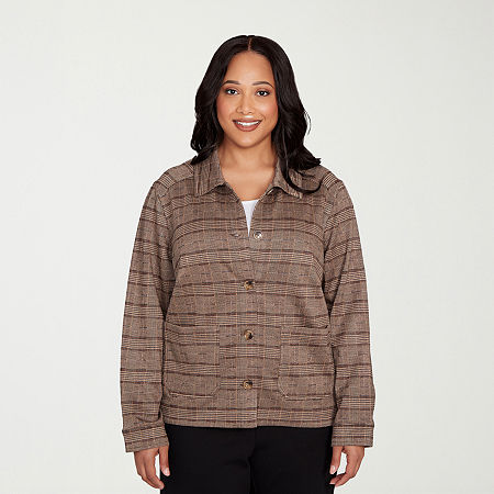 Click here for Hearts Of Palm Plus Size Long Sleeve Plaid Jacket... prices