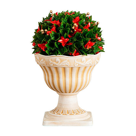 Nearly Natural 22 Uv Resistant Artificial Christmas Ball in Classic Decorative Planter Indoor and Outdoor - Green  Red