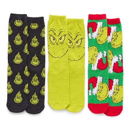 Click here for Cozy Unisex Adult 3 Pair Grinch Crew Socks  5-9  G... prices
