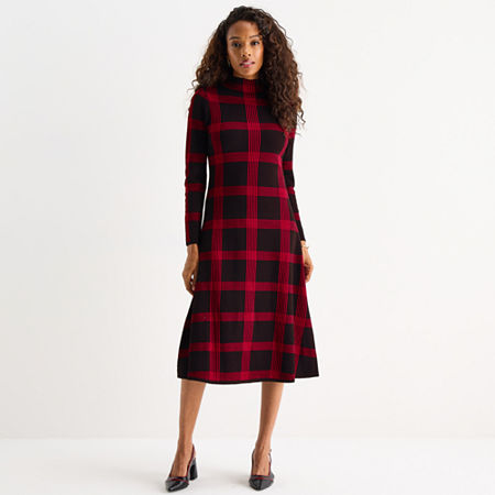Click here for Danny & Nicole Womens Long Sleeve Windowpane Midi... prices