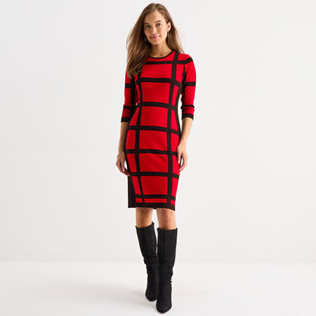 Click here for Danny & Nicole Womens 3/4 Sleeve Windowpane Sweate... prices