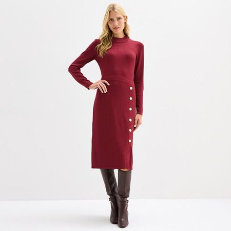 Click here for Maia Womens Long Sleeve Midi Sweater Dress  X-larg... prices