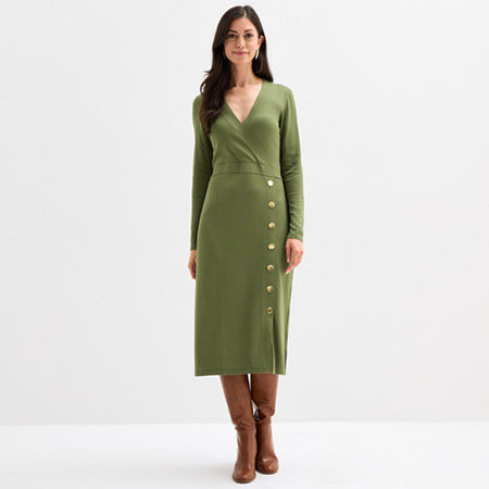 Click here for Maia Womens Long Sleeve Midi Sweater Dress  X-larg... prices