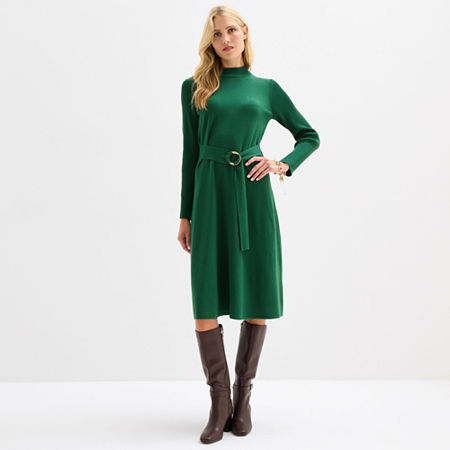 Click here for Maia Womens Long Sleeve Belted Midi Sweater Dress... prices