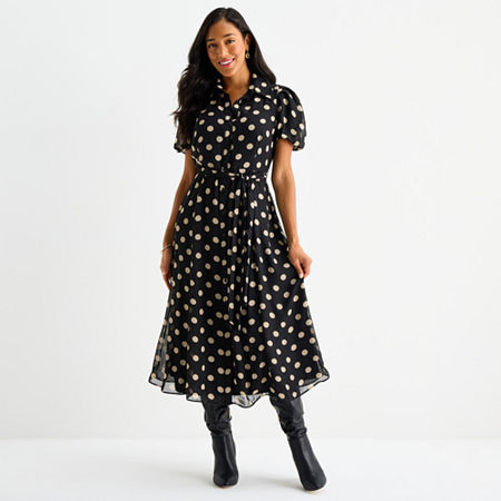 Click here for Sandra Darren Womens Short Sleeve Dots Midi Fit +... prices