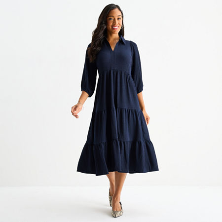 Click here for 52seven Womens 3/4 Sleeve Midi Fit + Flare Dress... prices