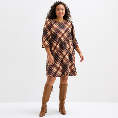 Click here for Jessica Howard Womens Plus 3/4 Sleeve Plaid Shift... prices