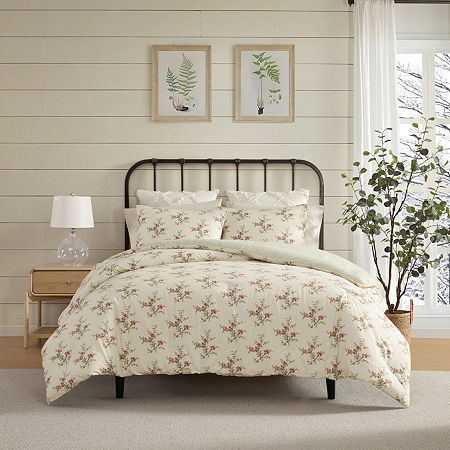Laura Ashley(R) Jessika Cotton Flannel Reversible Comforter Set