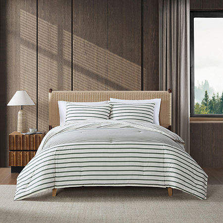 Eddie Bauer Cooper Stripe Cotton Reversible 2-Pc. Comforter Set  Twin - Green