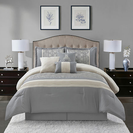 Stratford Park Charley 7-Piece Comforter Set  California King - Grey