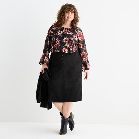 Click here for Frye and Co. Womens Mid Rise Midi Pencil Skirt Plu... prices