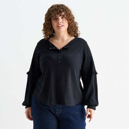 Click here for Frye and Co. Womens Plus Y Neck Long Sleeve T-Shir... prices