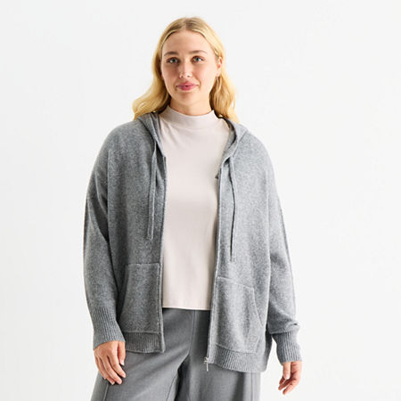 Click here for Stylus Plus Womens Hooded Long Sleeve Zip Front Sw... prices