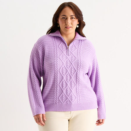 Click here for St. Johns Bay Womens Long Sleeve Plus Quarter-Zip... prices