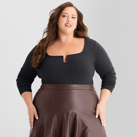 Click here for Ashley Graham Wire Notch Womens Plus Scoop Neck Lo... prices