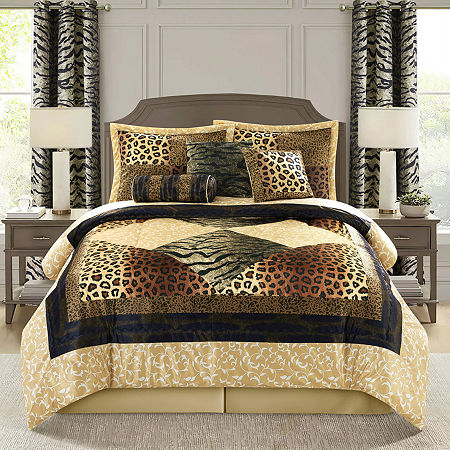 Stratford Park Tucson Animal Print 9-Pc. Comforter Set  California King - Brown Gold