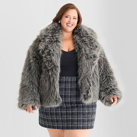 Click here for Ashley Graham Womens Plus Faux Fur Midweight Cropp... prices