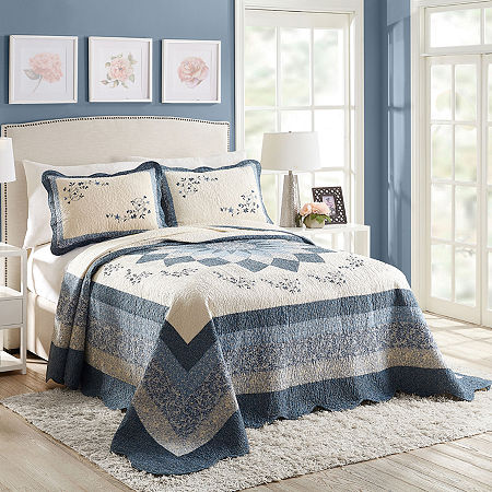 Click here for Modern Heirloom Charlotte Bedspread  Queen - Blue prices