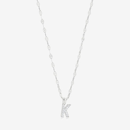 Click here for Silver Treasures Pave Initial Womens Cubic Zirconi... prices